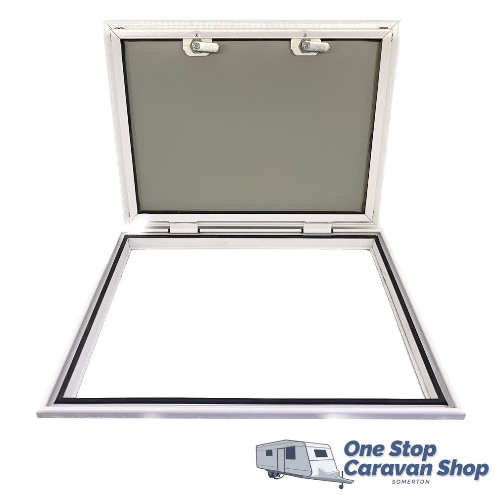 White Aluminium Access Door – One Stop Caravan Shop