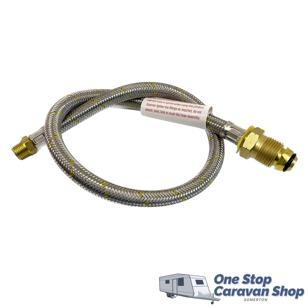 600mm Gas Hose – 1/4MNPT Pigtail - Single Bottle – One Stop Caravan Shop